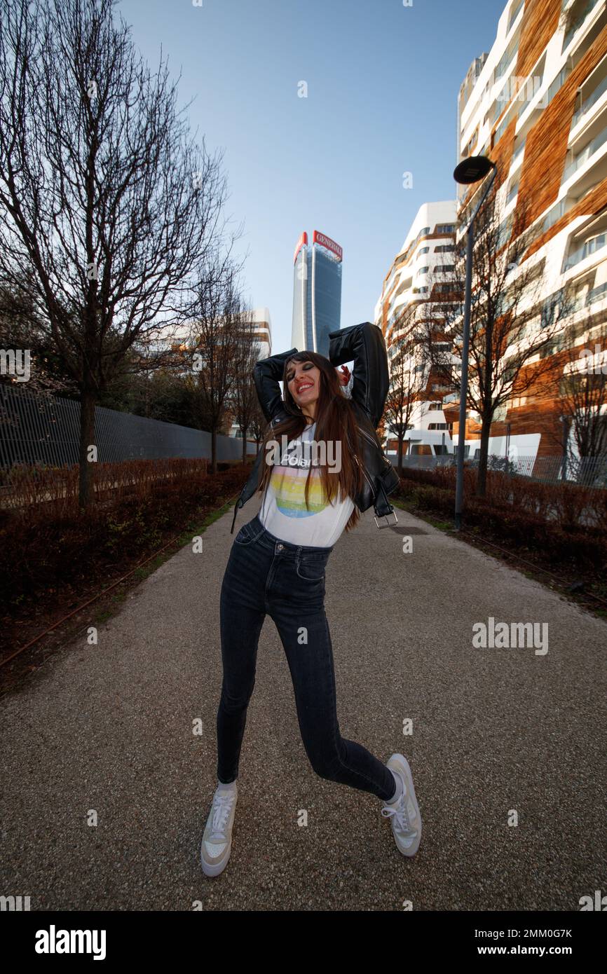 a professional female model and dancer, CityLife, Milan, Italy Stock ...