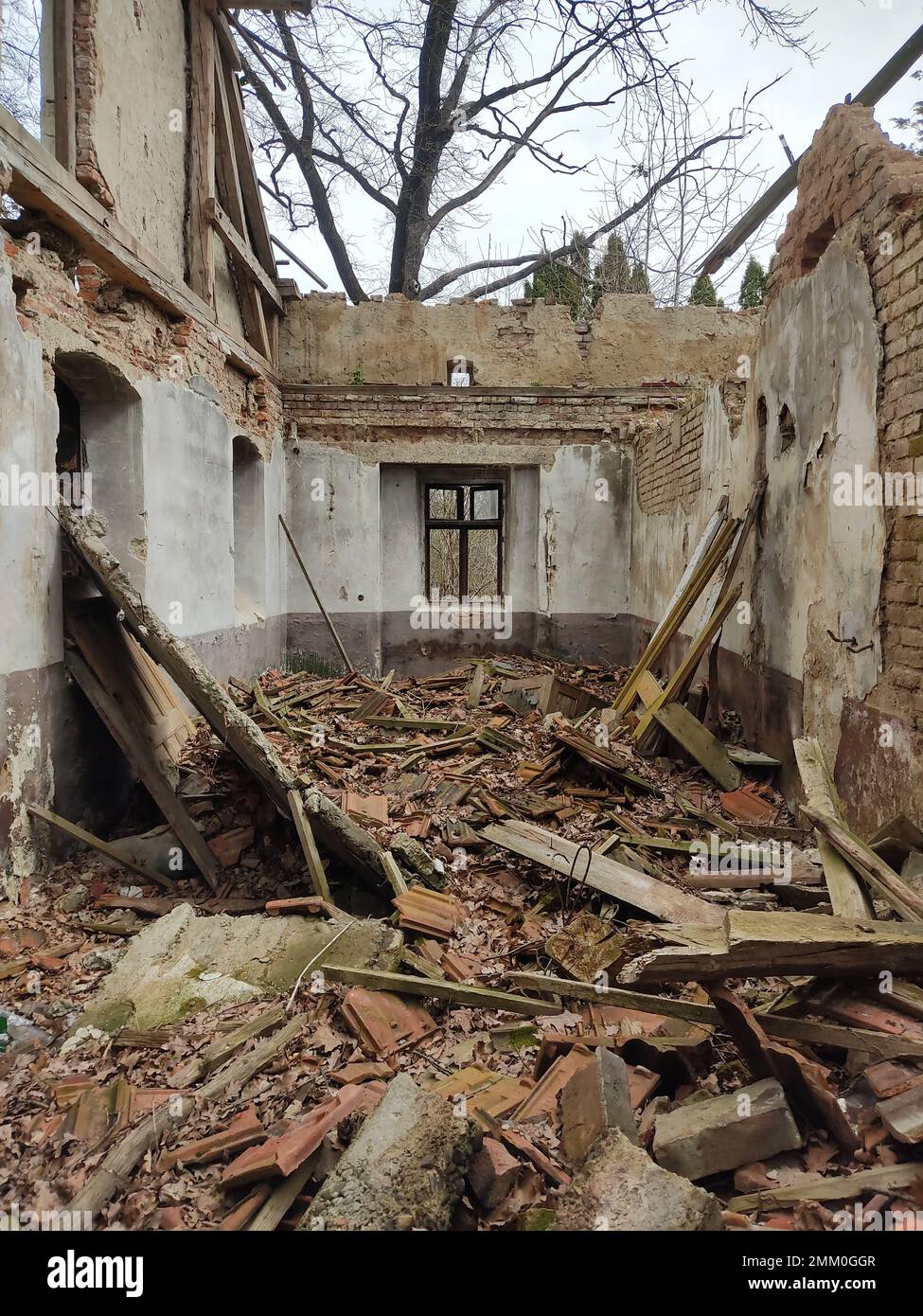 an old ruined house without a roof is not suitable for living Stock ...