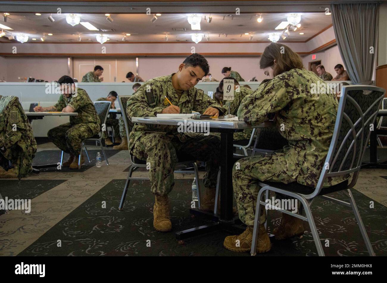 Sailors take the Petty Officer 2nd Class Navy-wide advancement exam ...