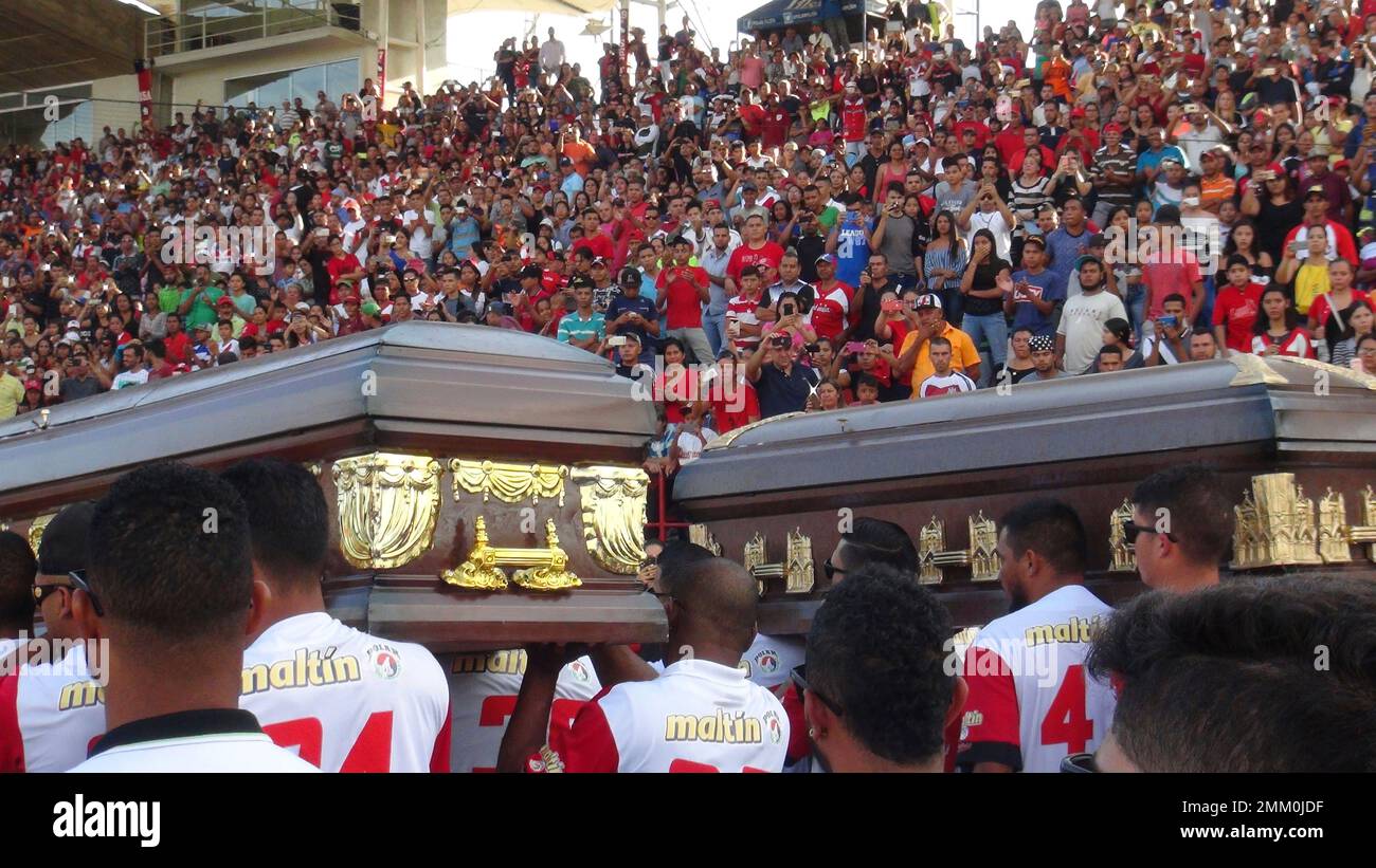 The caskets with the bodies of former major league baseball players ...