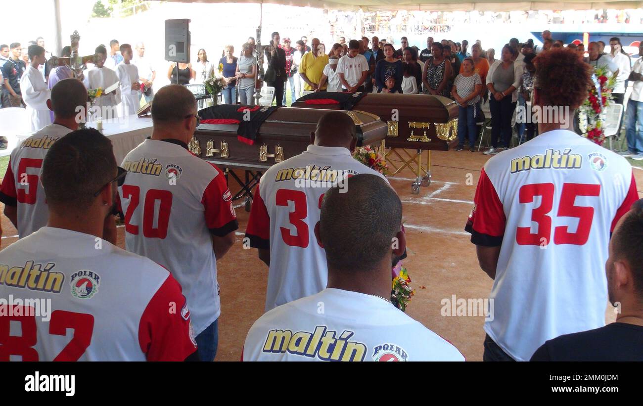 The caskets with the bodies of former major league baseball players ...