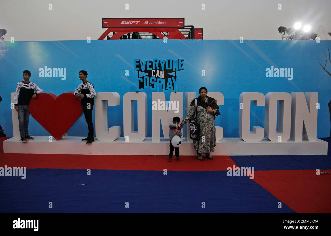 Visitors pose at the Delhi Comic Con in New Delhi, India, Friday, Dec ...