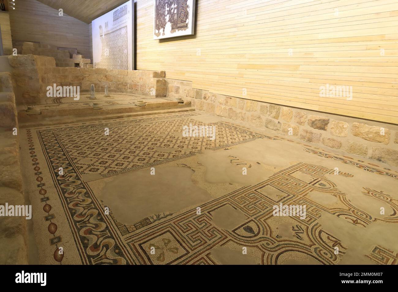 Mosaic floor in the Moses Memorial Church, Mount Nebo, Madaba ...
