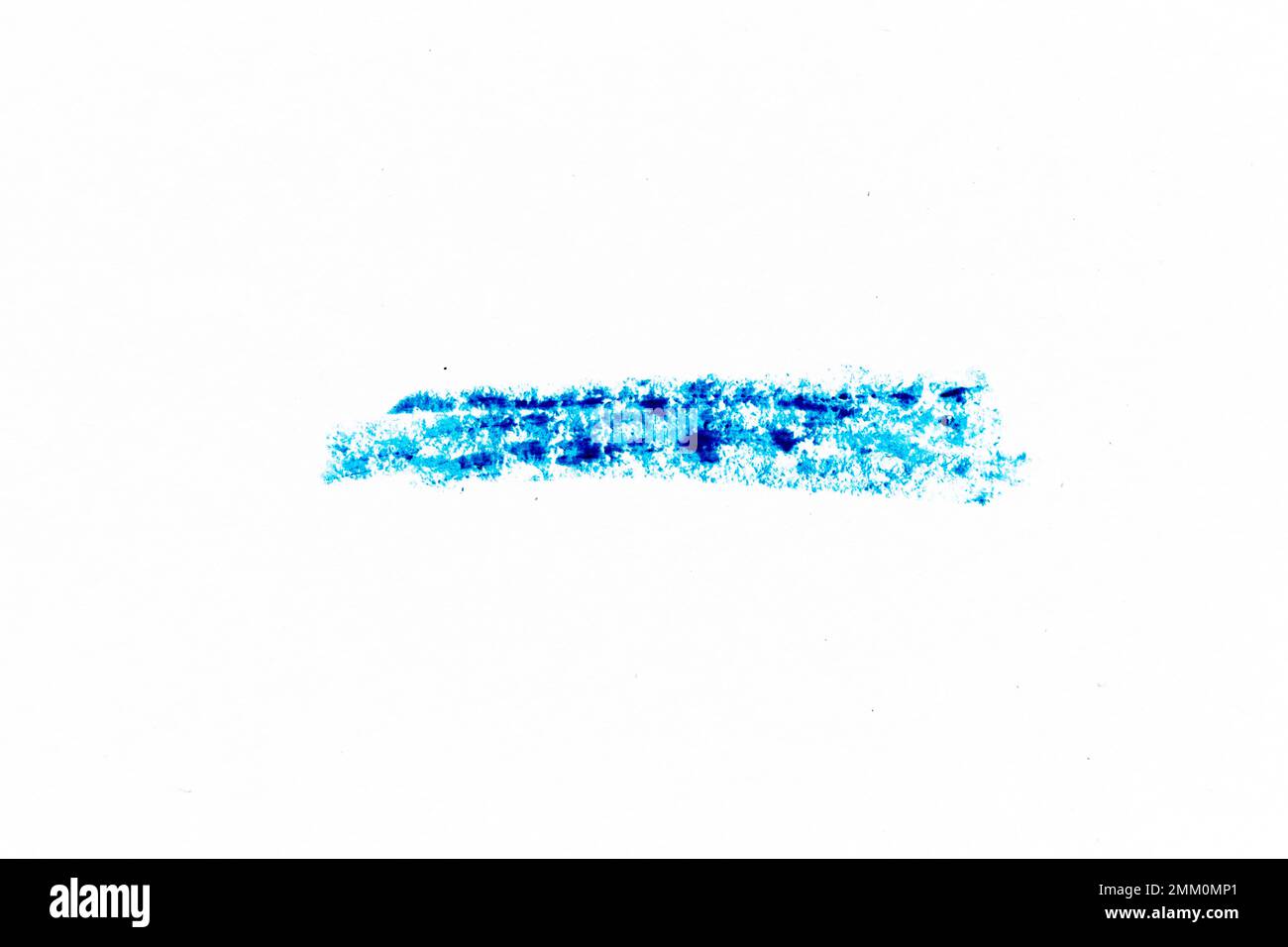 Blue color crayon hand drawing in line shape on white paper background ...