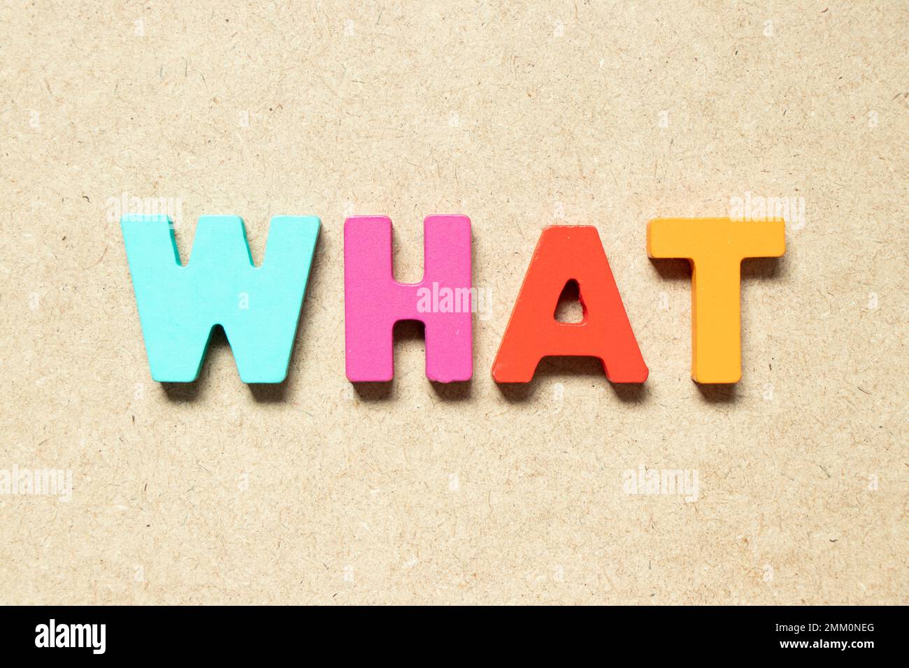 Color alphabet letter in word what on wood background Stock Photo - Alamy