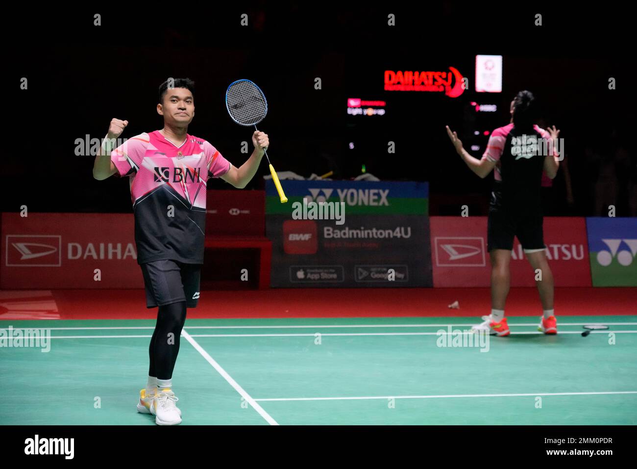 Indonesia's Leo Rolly Carnando, left, and Daniel Marthin celebrate ...