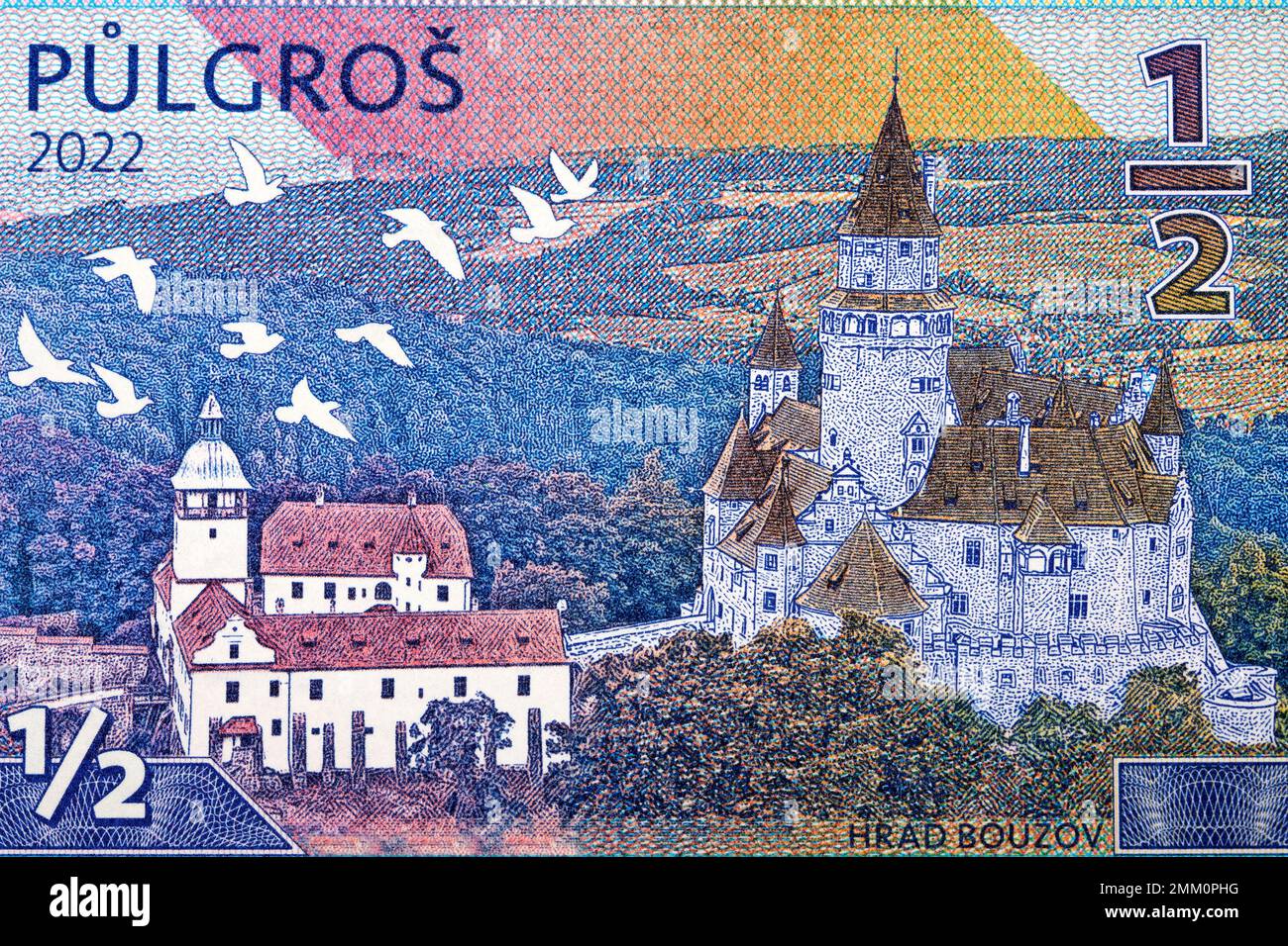 Bouzov Castle from Czech money Stock Photo - Alamy