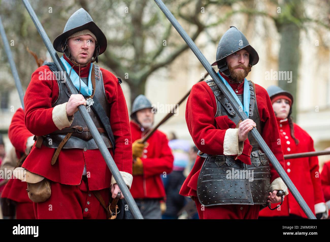 London, UK. 29 January 2023. Members of The King’s Army (the royalist ...