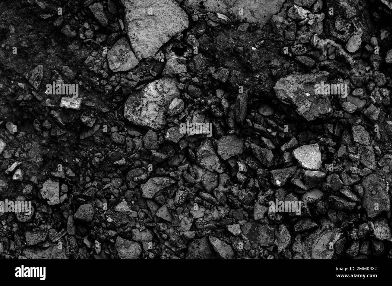 Black white rock texture. Gray stone background with copy space for ...