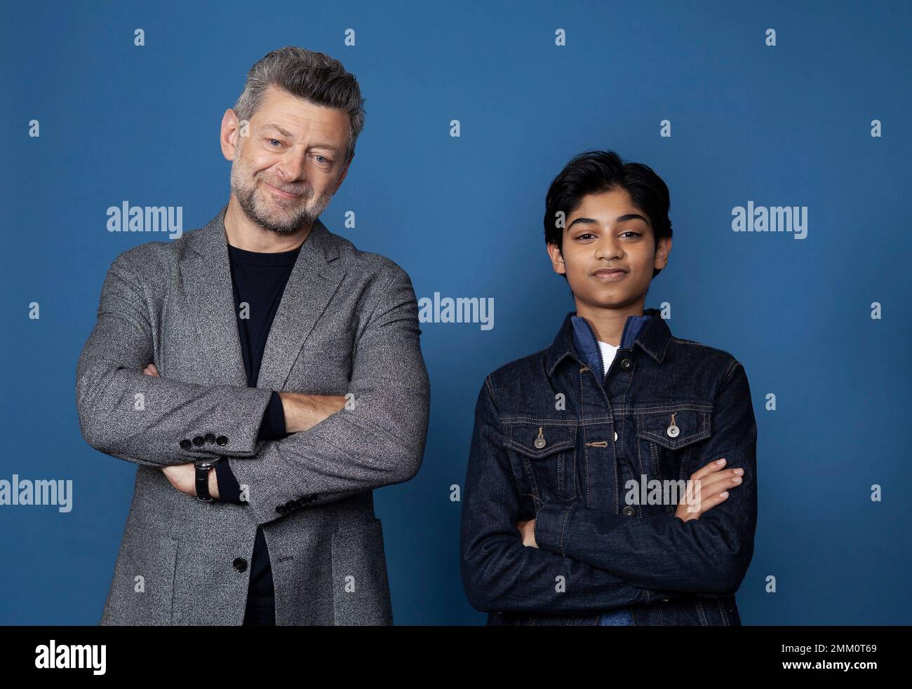 In this Nov. 28, 2018 photo, Andy Serkis, left, and Rohan Chand pose ...