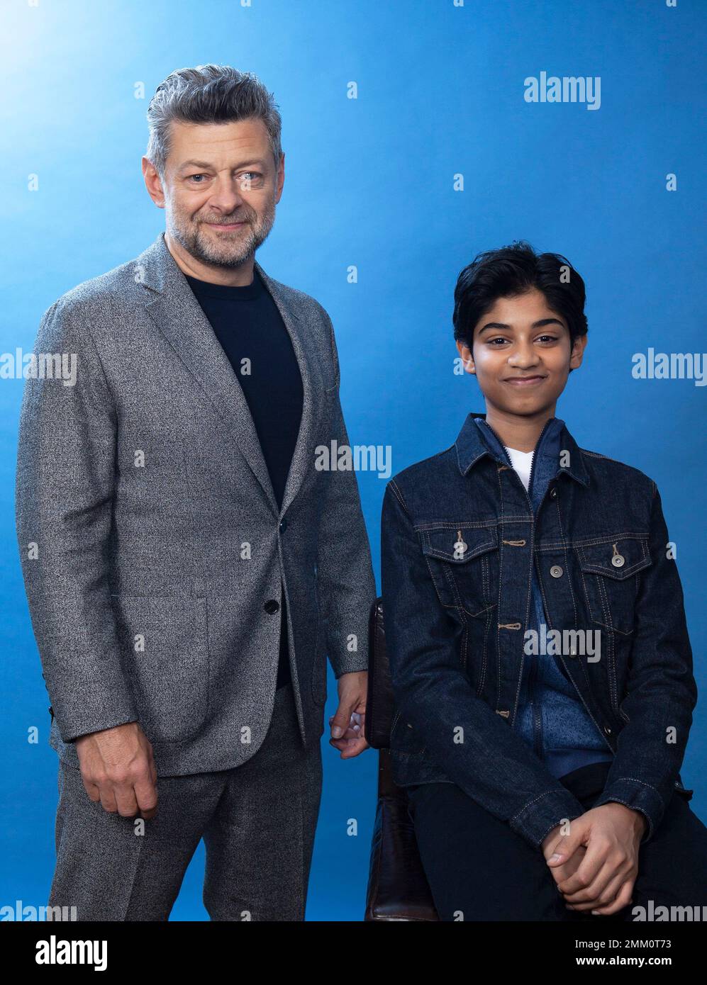 In this Nov. 28, 2018 photo, Andy Serkis, left, and Rohan Chand pose ...