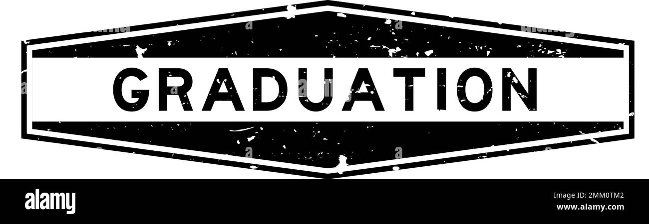 Grunge black graduation word hexagon rubber seal stamp on white ...