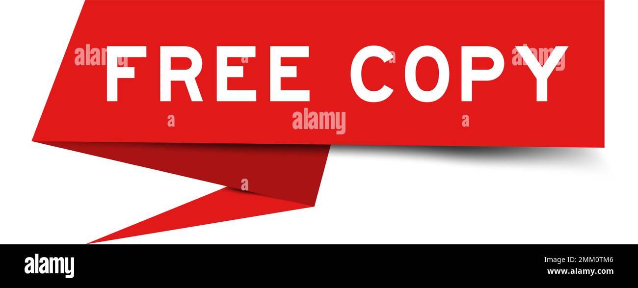 Red color speech banner with word free copy on white background Stock ...