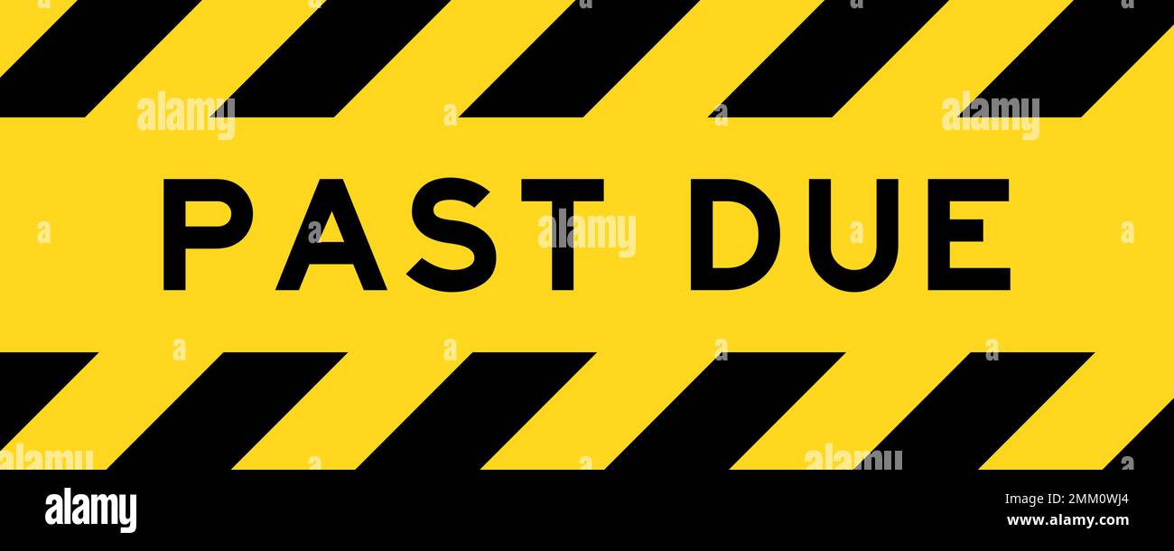 Yellow and black color with line striped label banner with word past ...