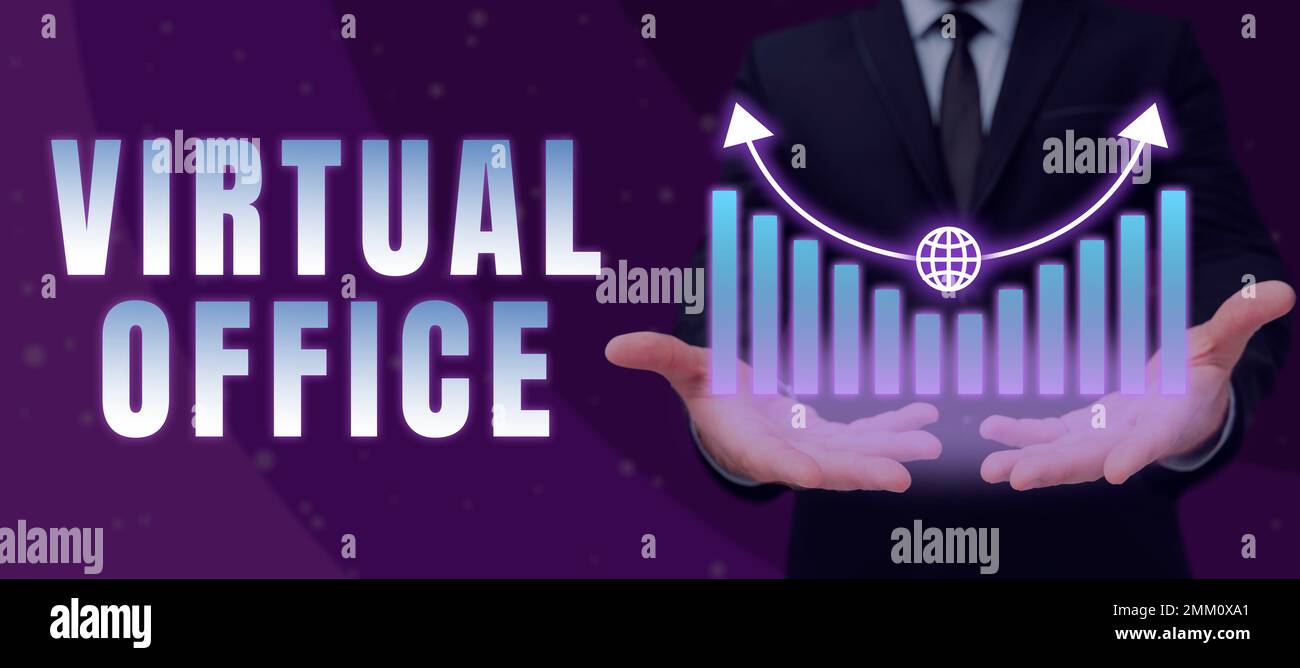 Hand writing sign Virtual Office. Conceptual photo Mobile work ...