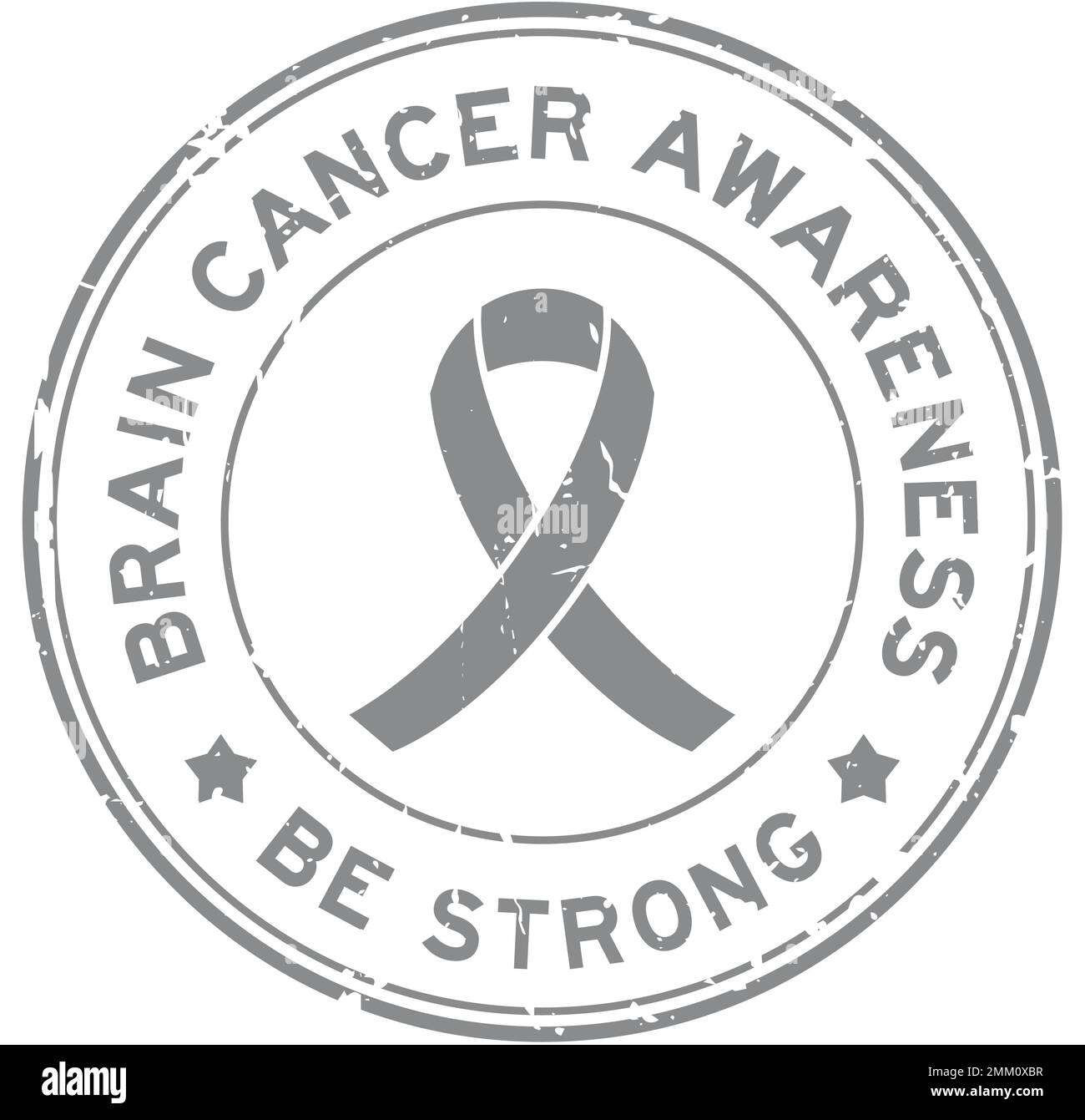 Grunge gray brain cancer awareness be strong word with ribbon banner as ...