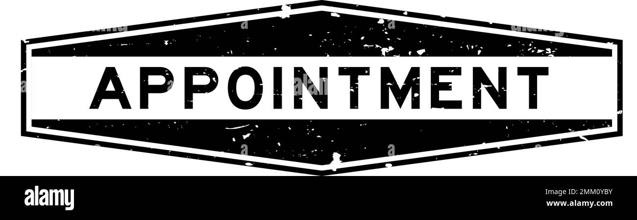 Grunge black appointment word hexagon rubber seal stamp on white ...