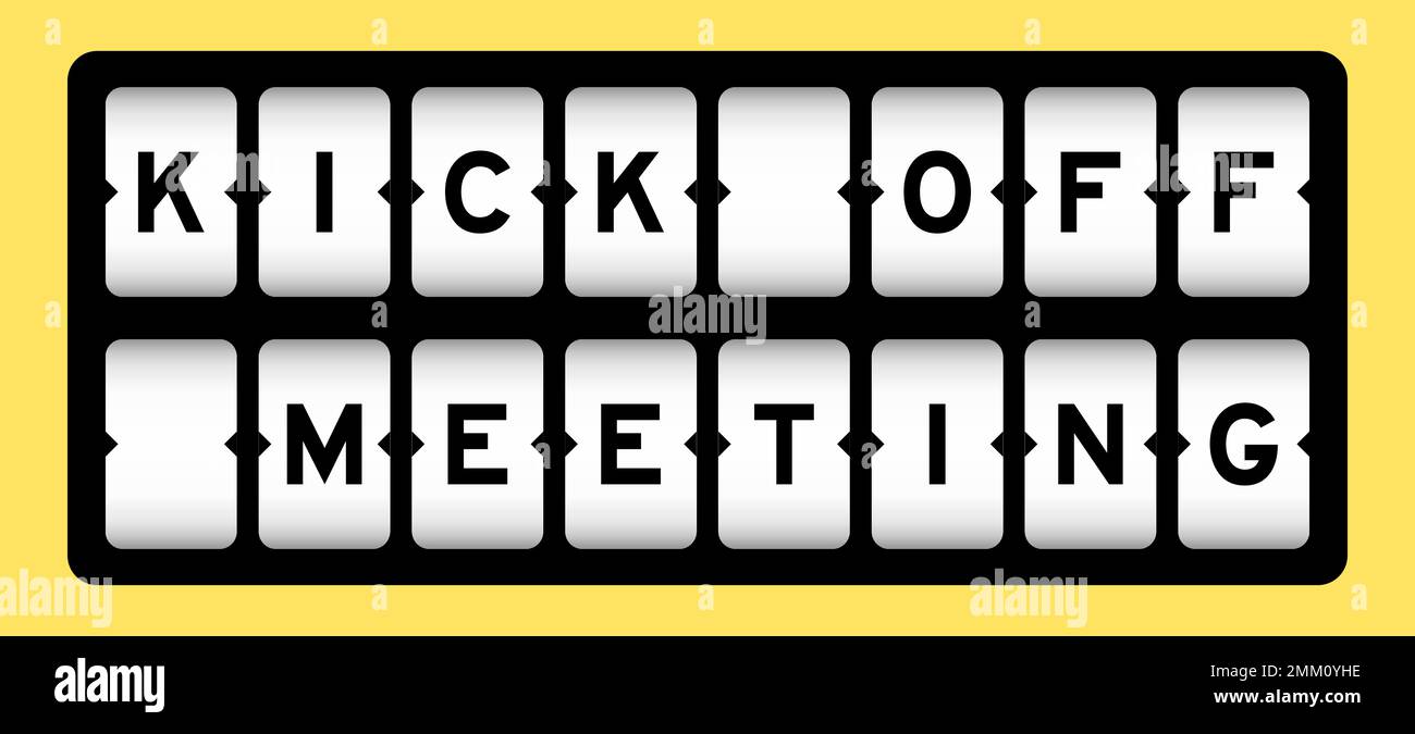 Black color in word kick off meeting on slot banner with yellow color ...