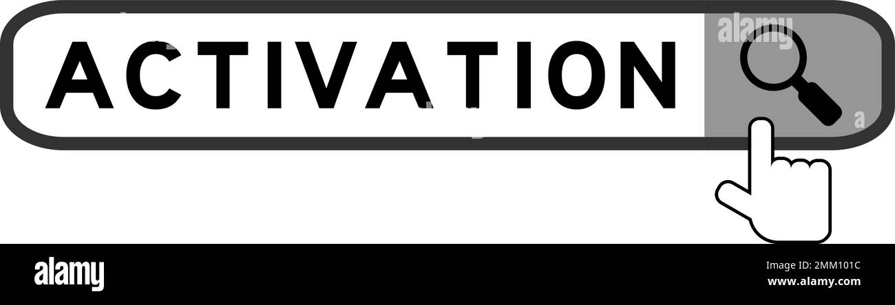 Search banner in word acctivation with hand over magnifier icon on ...