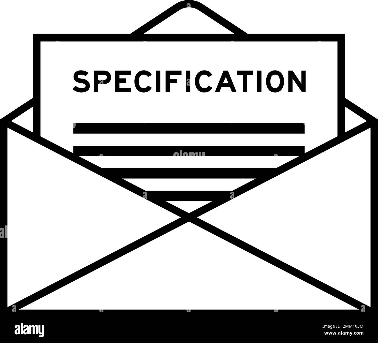 Envelope and letter sign with word specification as the headline Stock ...