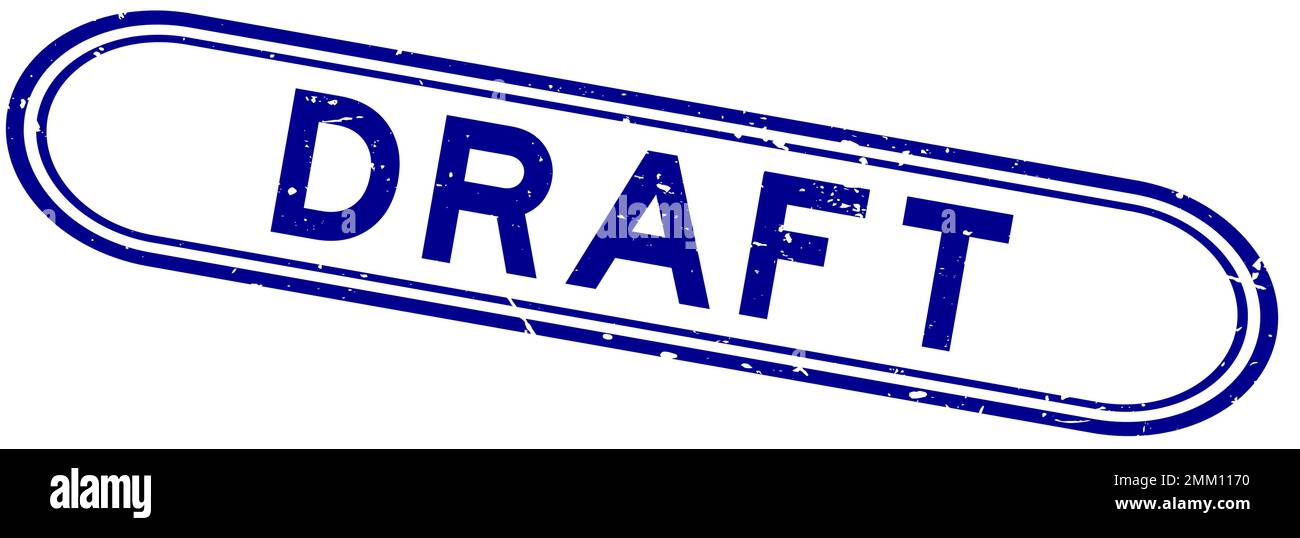 Grunge blue draft word rubber seal stamp on white background Stock ...