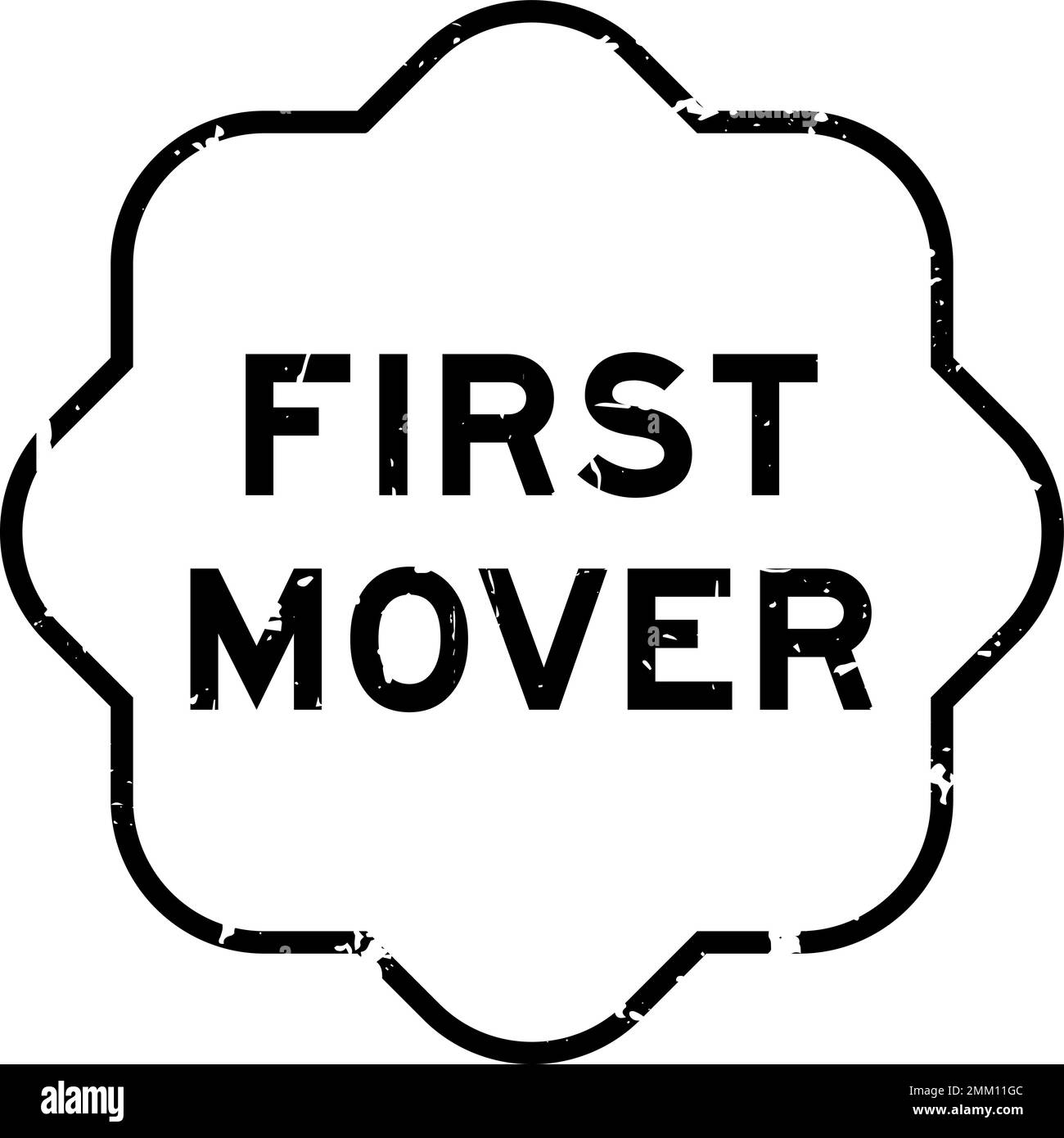 Grunge black first mover word rubber seal stamp on white background ...