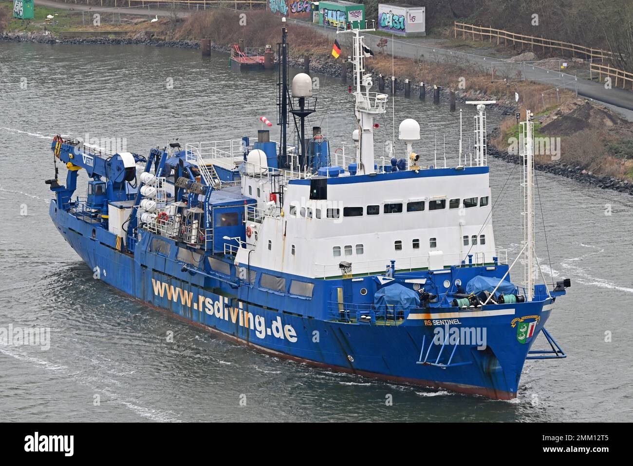 Diving Support Vessel RS SENTINEL passing the Kiel Canal Stock Photo ...