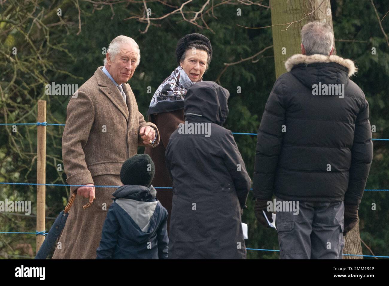 King Charles III and the Princess Royal arrive to attend a church ...