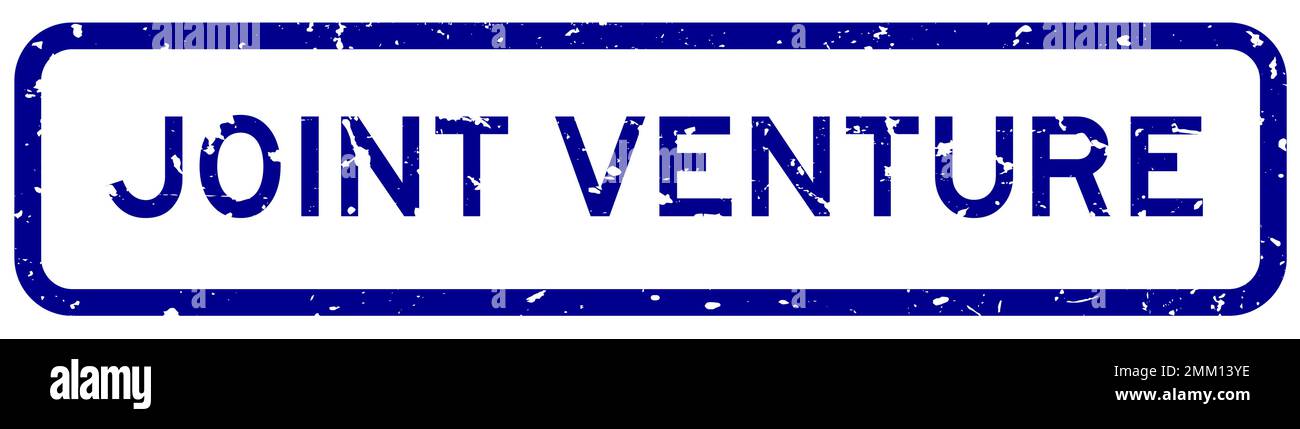 Grunge blue joint venture word square rubber seal stamp on white ...