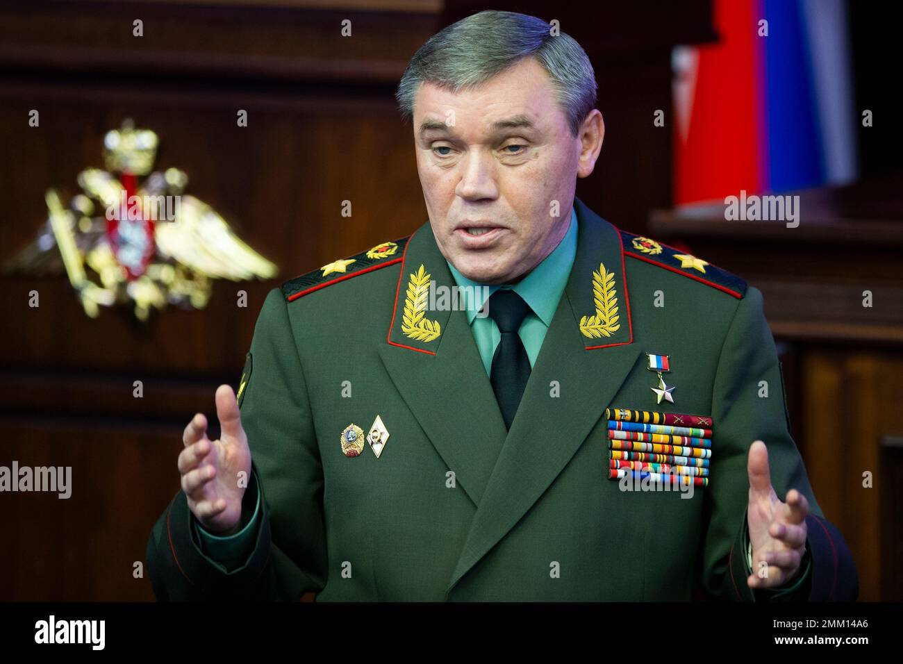 Deputy Chief of General Staff of Russia Valery Gerasimov speaks during ...