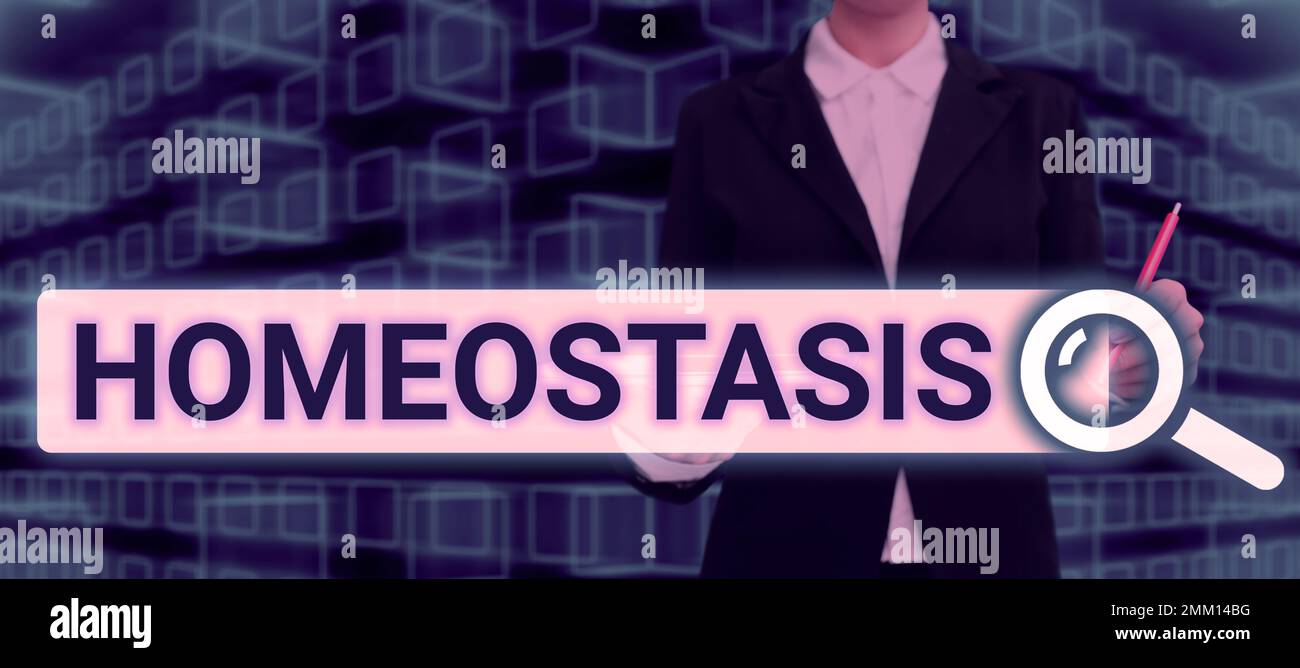 Hand writing sign Homeostasis. Word Written on the tendency toward a ...
