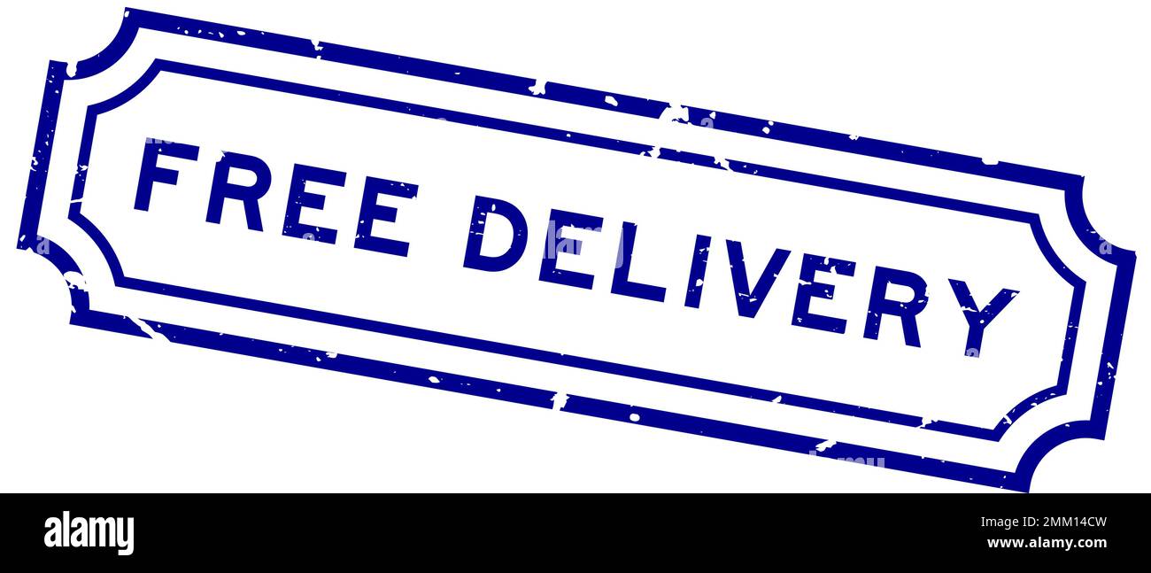 Grunge blue free delivery word rubber seal stamp on white background ...