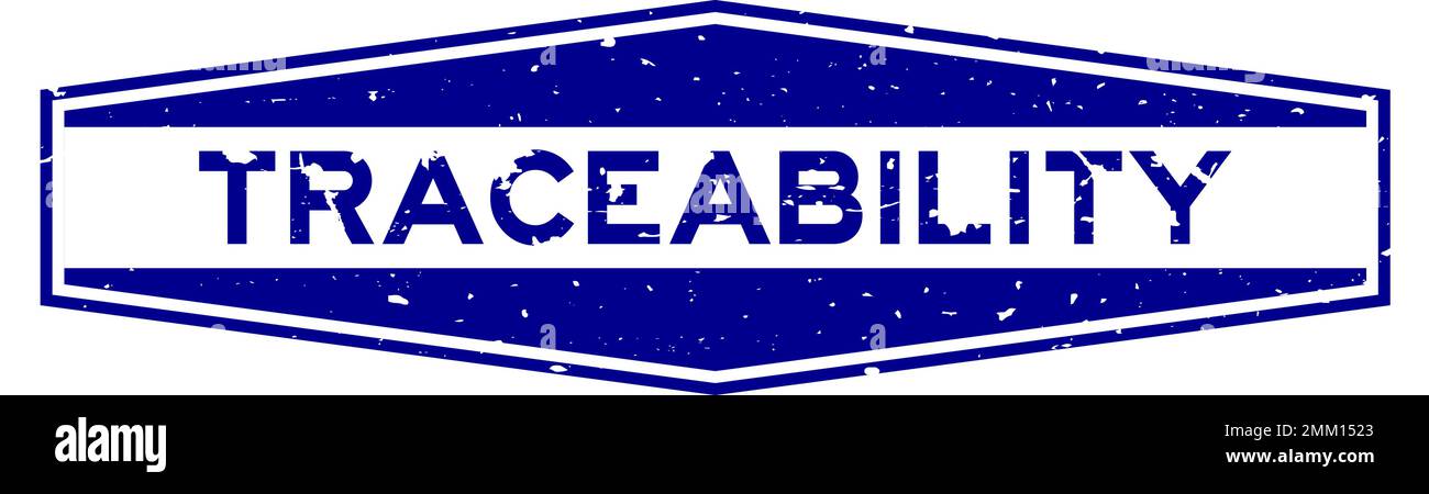 Grunge blue traceability word hexagon rubber seal stamp on white background Stock Vector Image ...