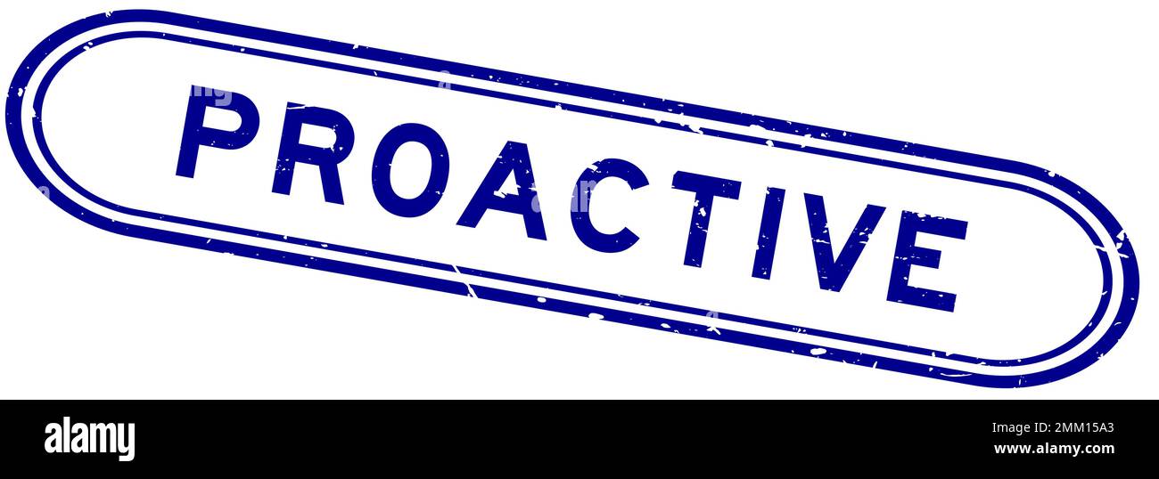 Grunge blue proactive word rubber seal stamp on white background Stock ...