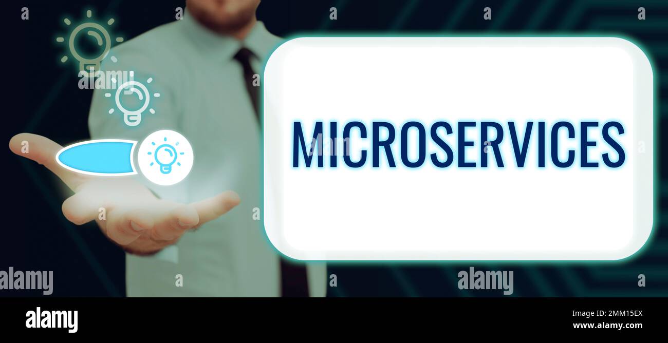 Text sign showing Microservices. Conceptual photo Software development ...