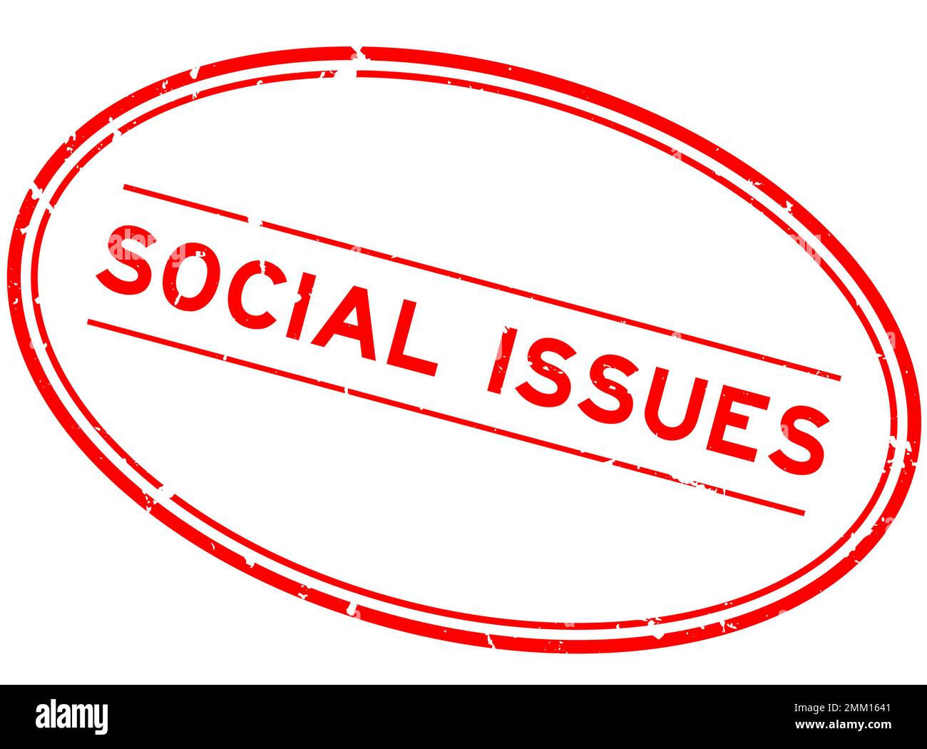 Grunge red social issues word oval rubber seal stamp on white ...