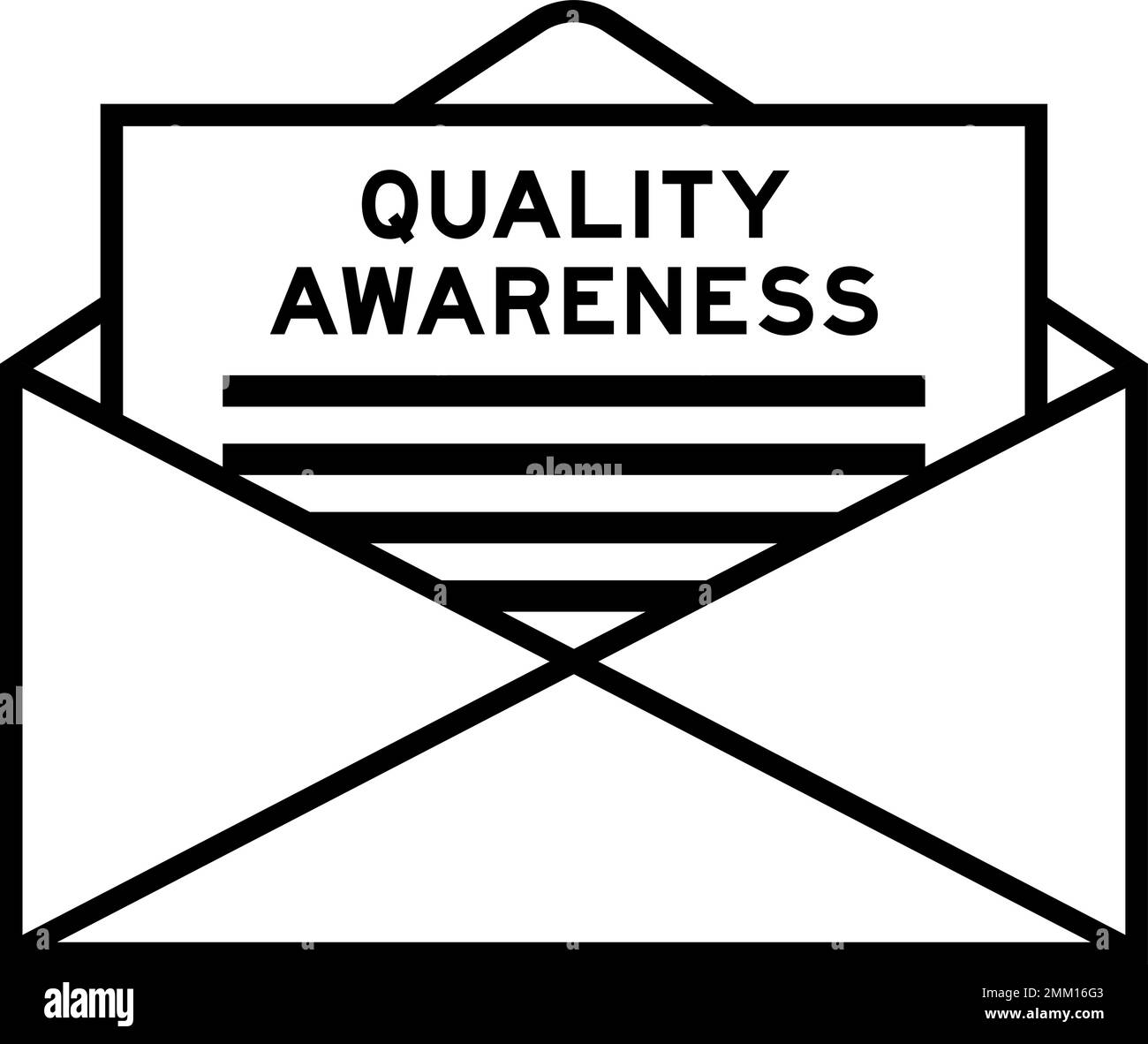 Envelope and letter sign with word quality awareness as the headline ...