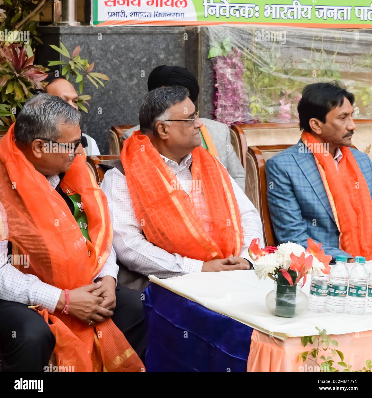 Delhi, India, December 02 2022 -Bharatiya Janata Party (BJP) supporter ...