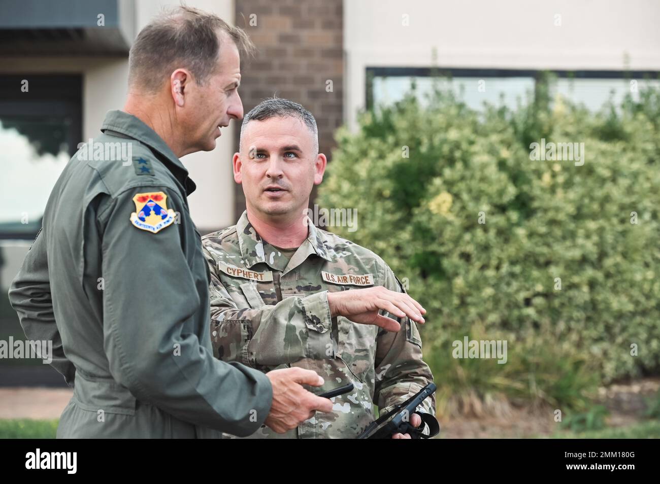 U.S. Air Force Maj. Gen. Corey Martin, 18th Air Force commander, speaks ...