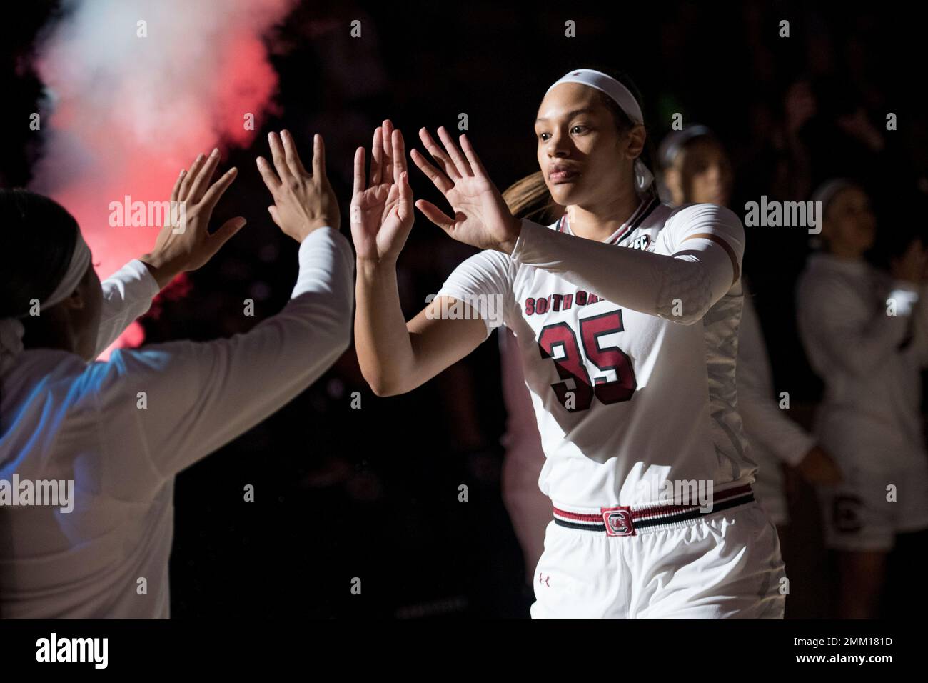 South Carolina forward Alexis Jennings (35) is introduced before an ...