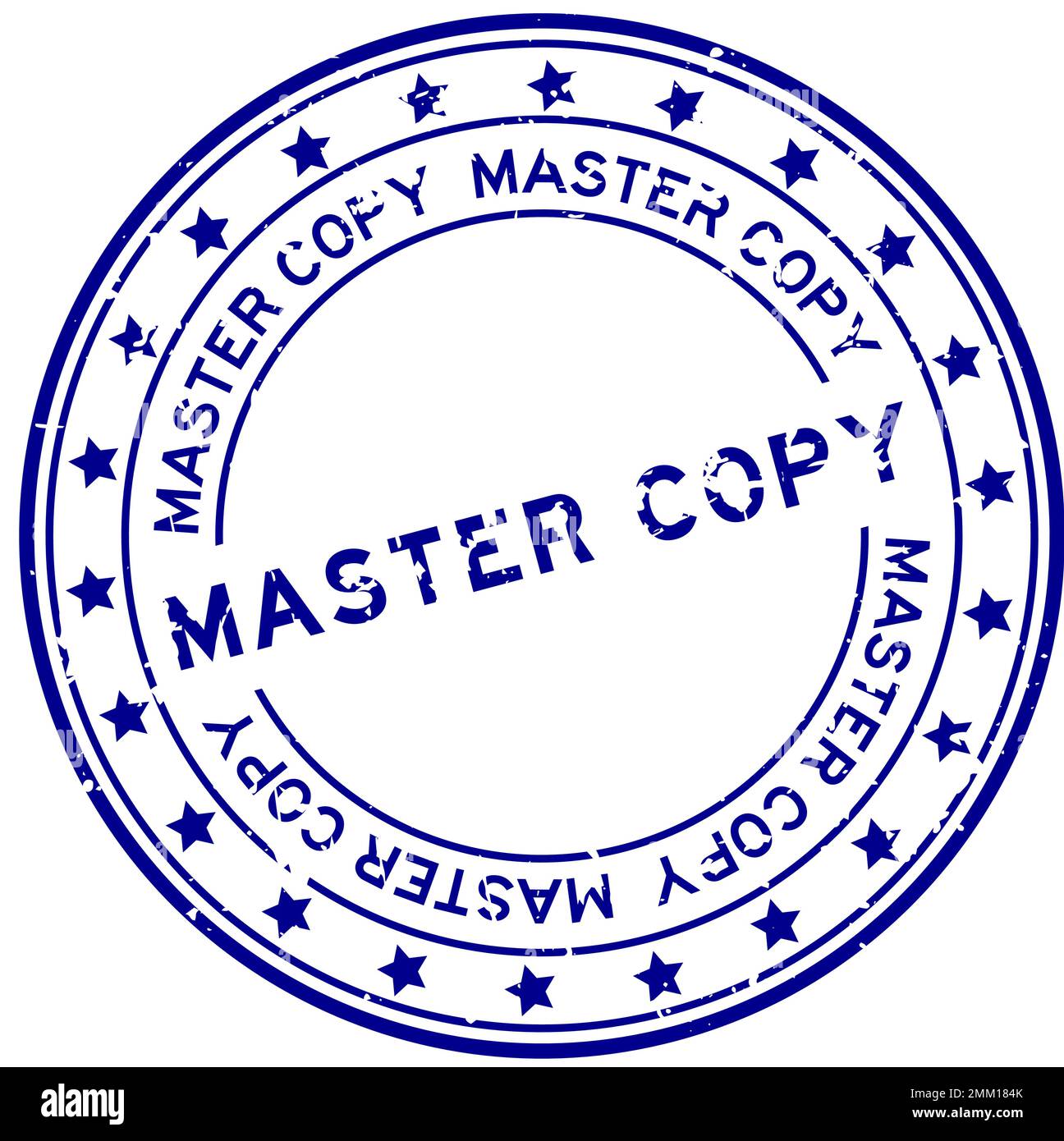 Grunge Blue Master Copy Word Round Rubber Seal Stamp On White