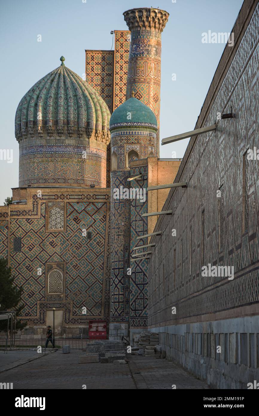 Detail of samarkand registan at sunset hi-res stock photography and ...
