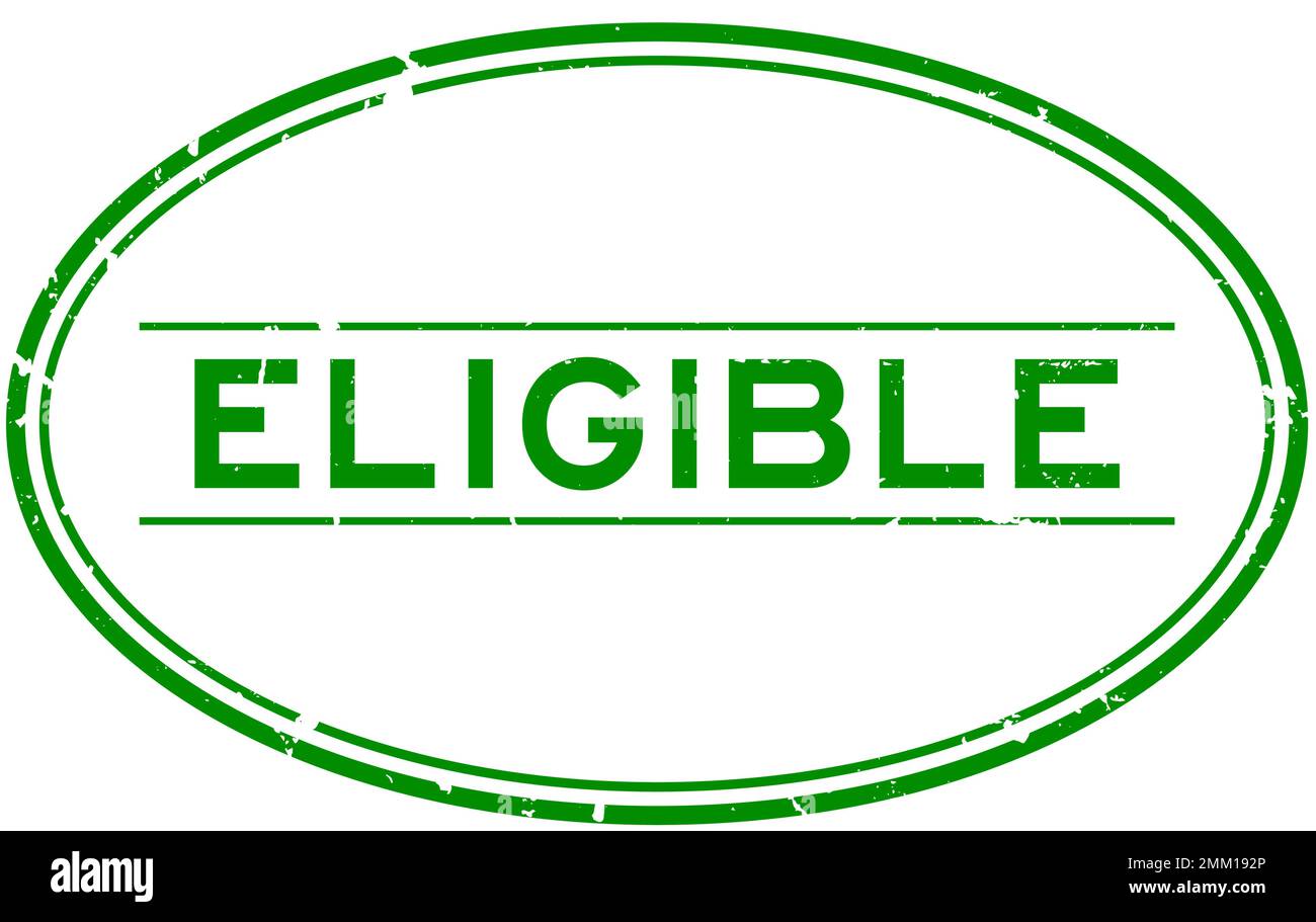 Grunge green eligible word oval rubber seal stamp on white background ...
