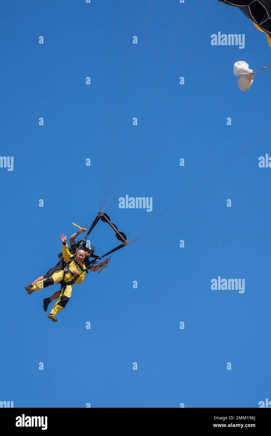 Sgt. 1st Class Marcus Denniston of the U.S. Army Parachute Team takes ...