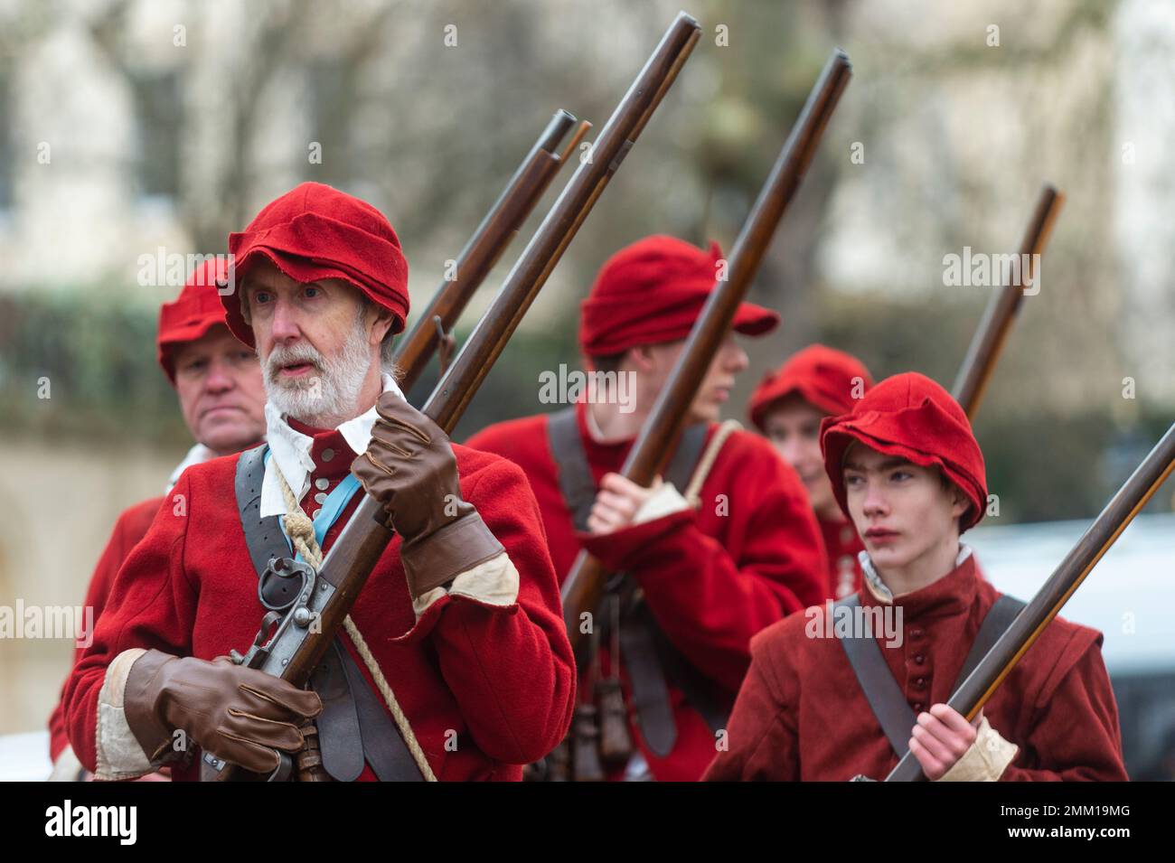 London, UK. 29 January 2023. Members of The King’s Army (the royalist ...
