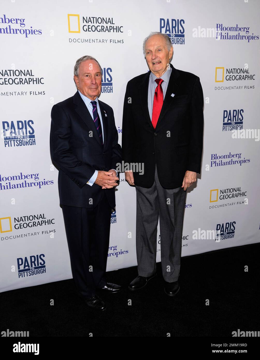 Michael Bloomberg, left, and Alan Alda attend the premiere of "Paris to ...