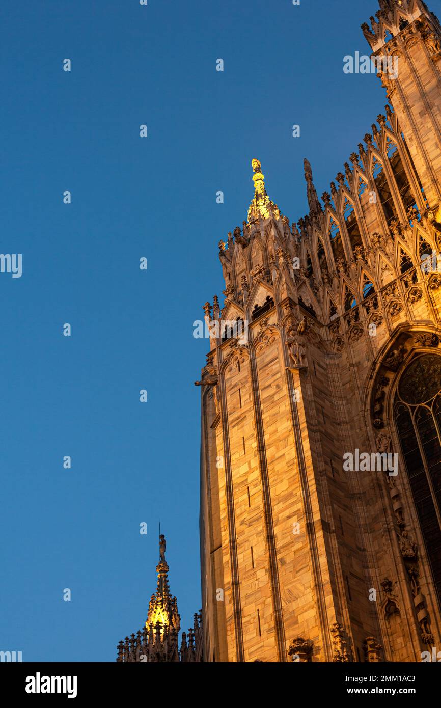 Beautiful Milan cathedral close up sunset view. Duomo di Milano ...