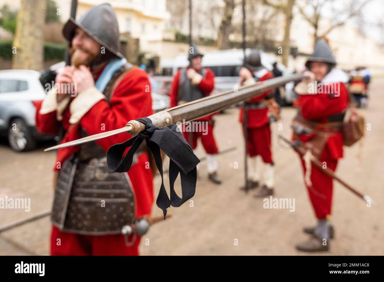 London, UK. 29 January 2023. Members of The King’s Army (the royalist ...