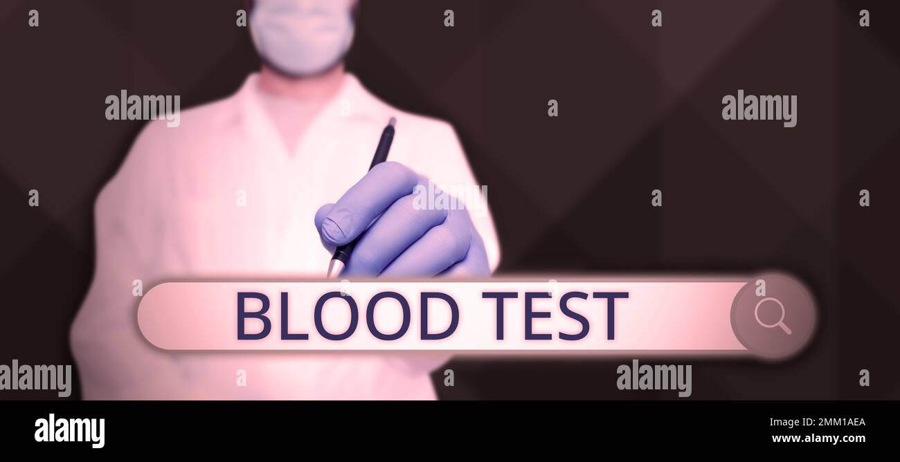 Text caption presenting Blood Test. Business concept Extracted blood ...