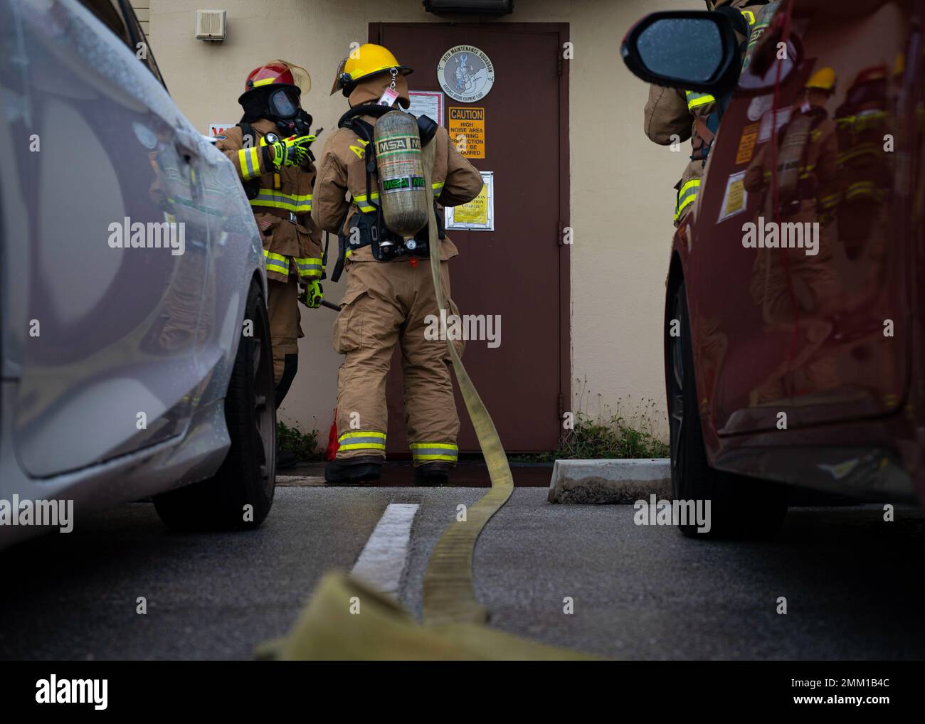 U.S. Air Force firefighters assigned to the 36th Civil Engineer ...